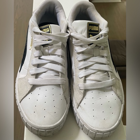 Puma | Shoes | Puma Size 9 White Platform Sneakers With Black Signature ...